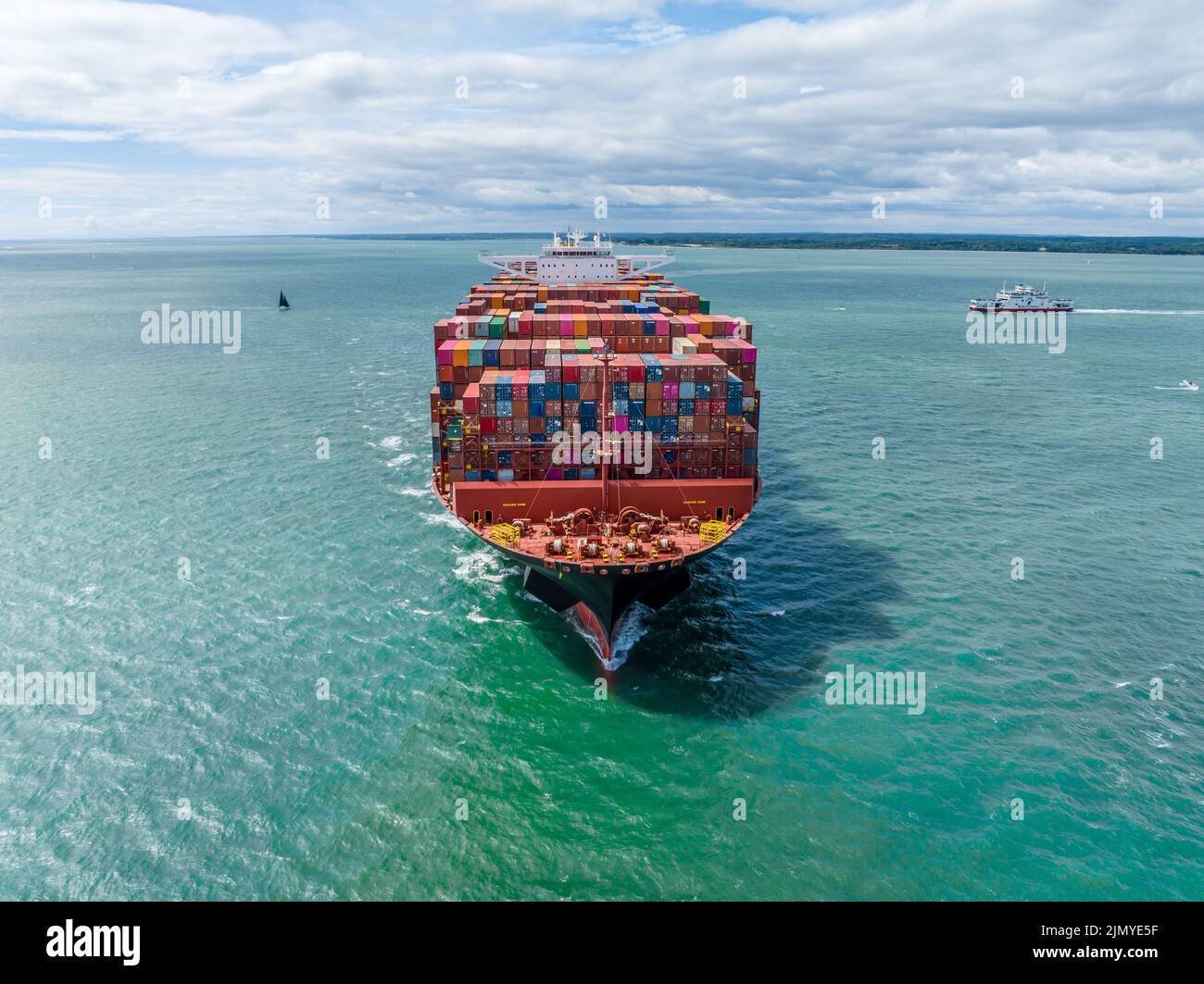 Huge Container Ship at Sea Transporting Goods and Cargo to ...