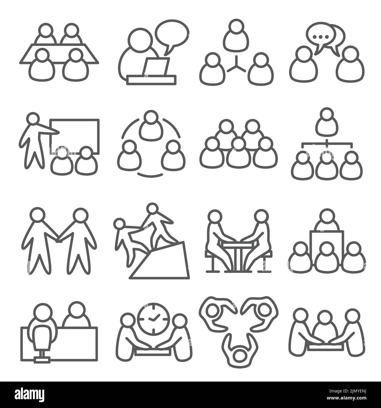 Business meeting line icons on white background Stock Vector Image ...