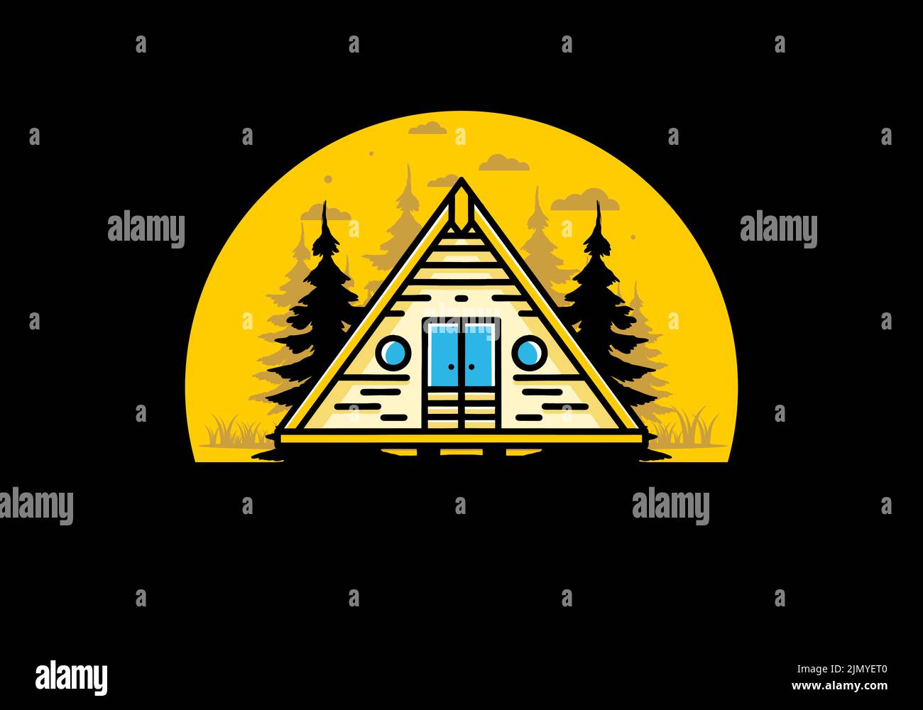 Illustration design of a triangle wood cabin Stock Vector Image & Art ...