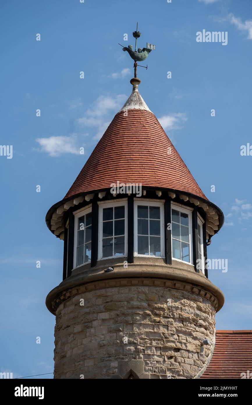 SCARBOROUGH, NORTH YORKSHIRE, UK - JULY 18: Galleon weathervane on a ...