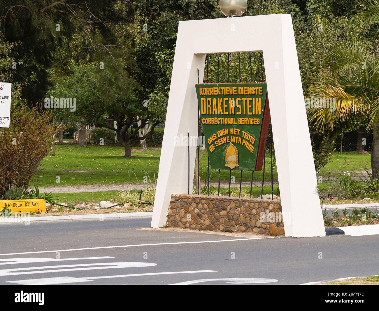Paarl South Africa - September 23 2007; White arch structure with green ...