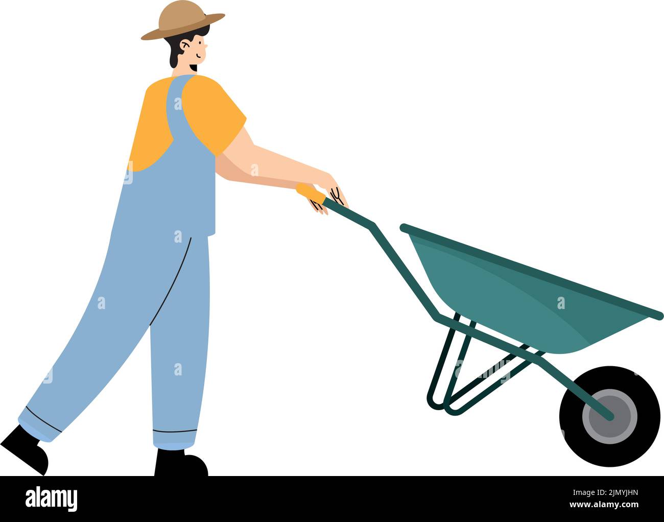 male farmer with wheelbarrow character Stock Vector Image & Art - Alamy