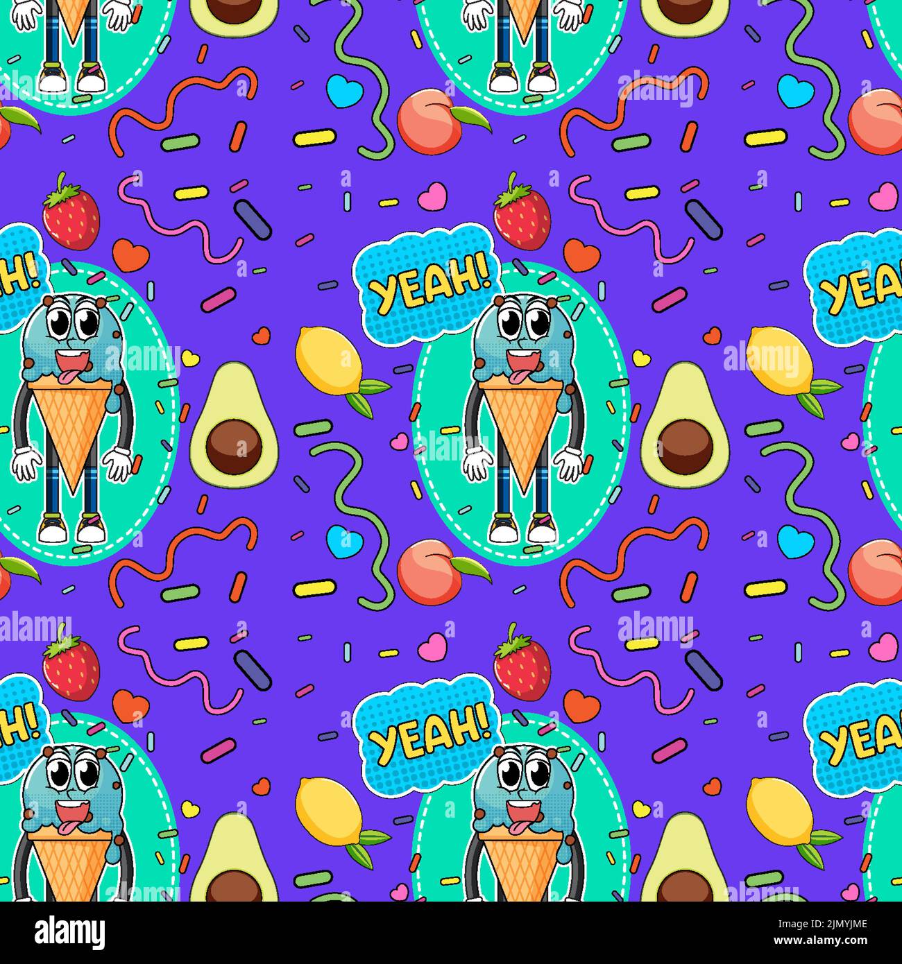 Sweet ice cream seamless pattern illustration Stock Vector Image & Art ...