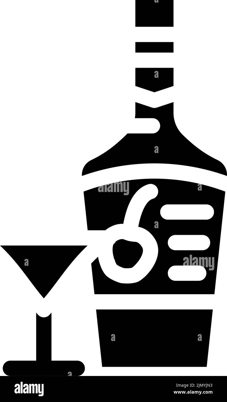 cherry liqueur alcohol glyph icon vector illustration Stock Vector ...