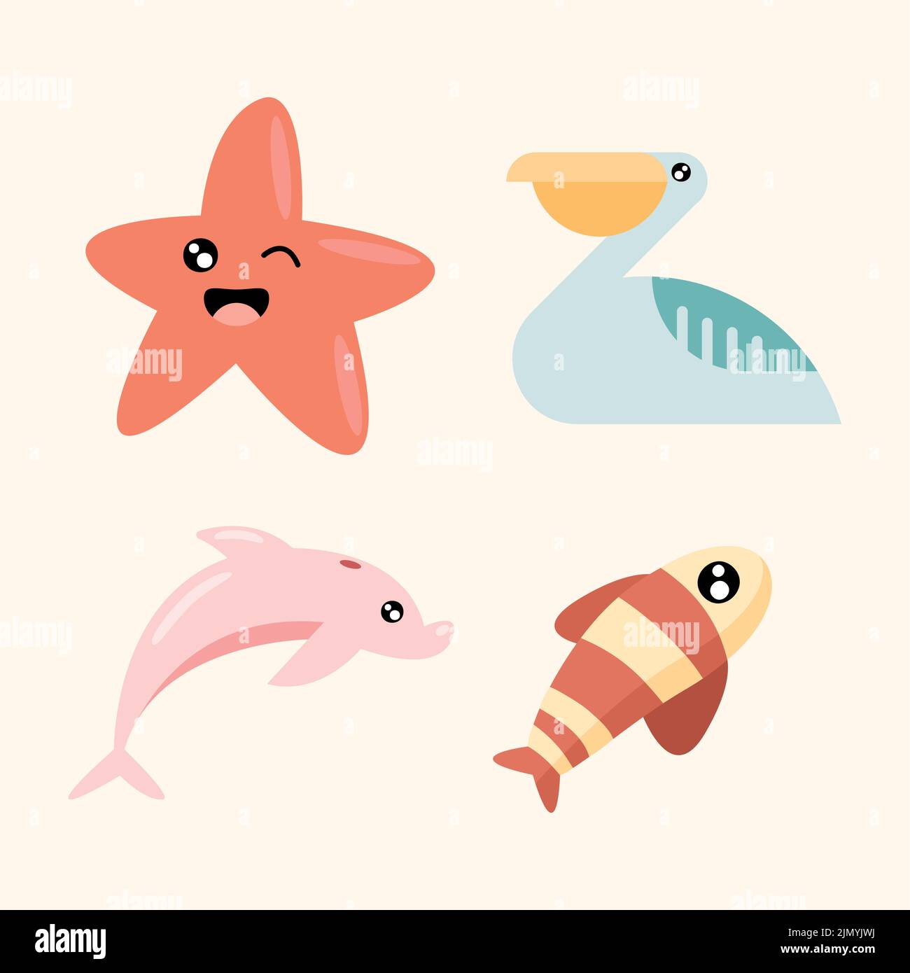 four sealife animals characters group Stock Vector Image & Art - Alamy