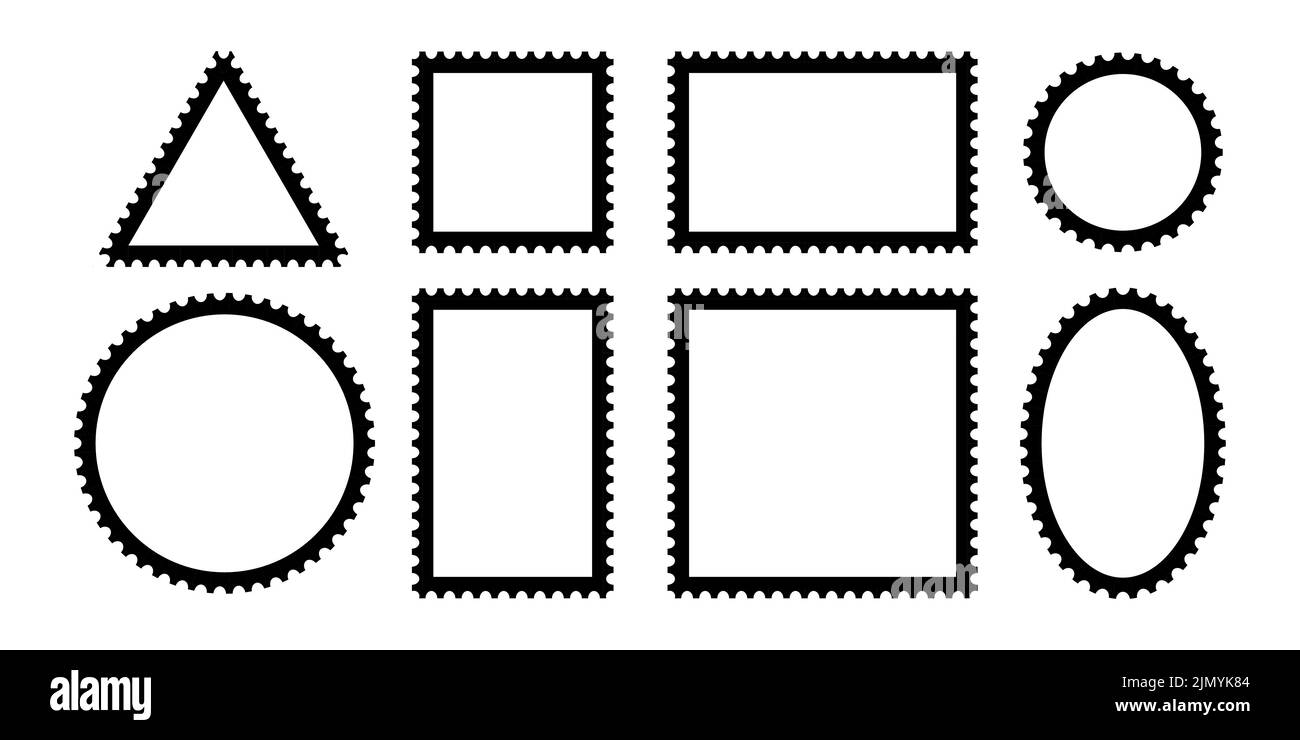 Postage stamp frames. Empty border template for postcards and letters ...