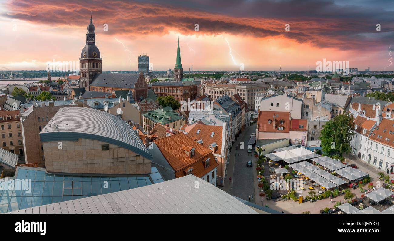 An aerial view of riga, latvia skyline hi-res stock photography and ...