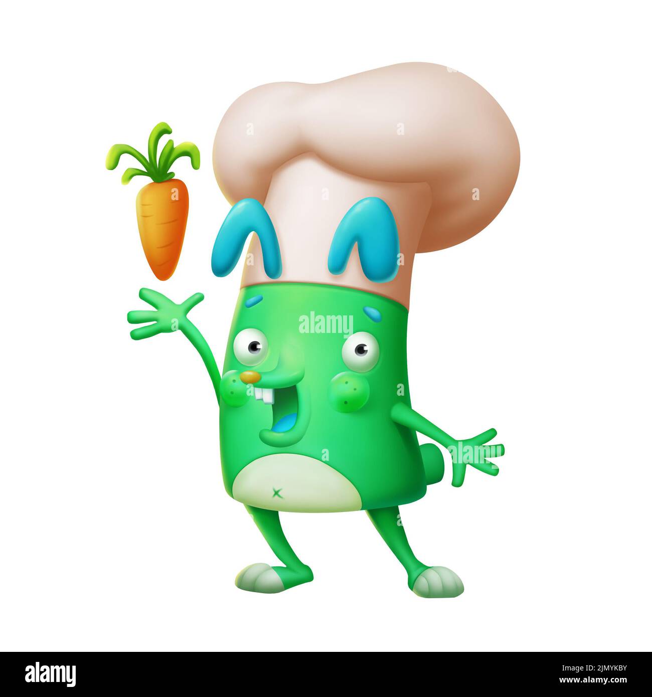 Green Rabbit Chef Have a Carrot. He is Happy to Cook. Concept Art. Book ...