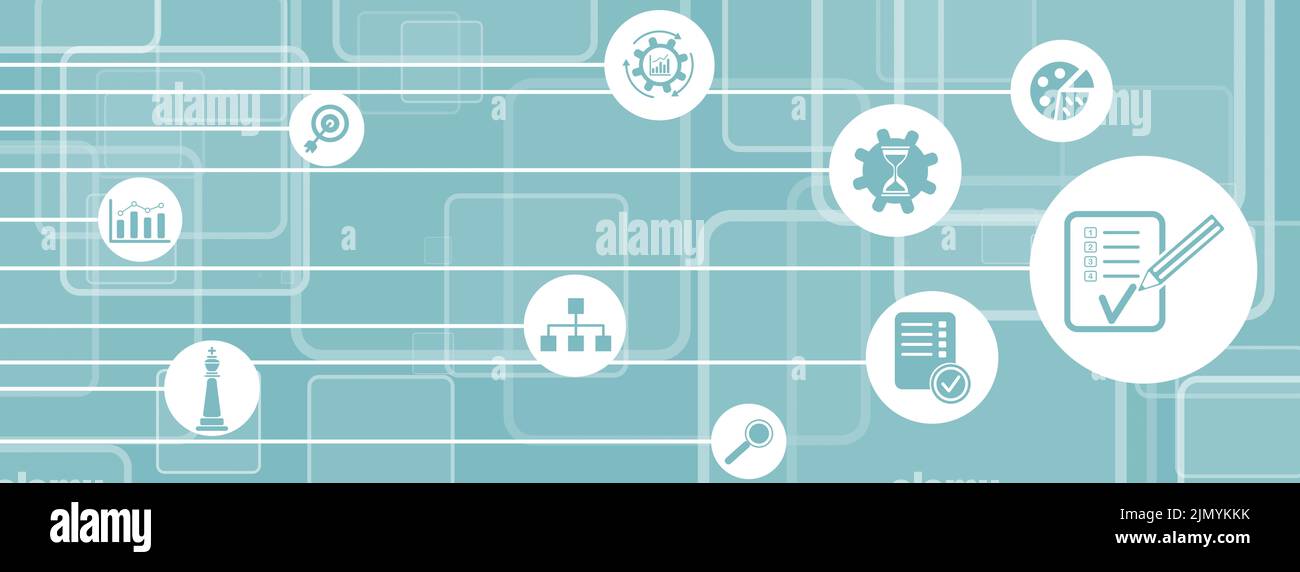 Concept of action plan with connected icons Stock Photo - Alamy