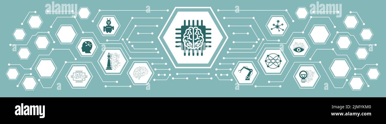 Concept of ai with connected icons Stock Photo - Alamy