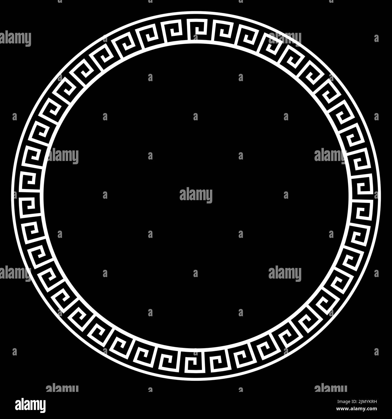 Round ornament meander vector illustration Black and White Stock Photos ...