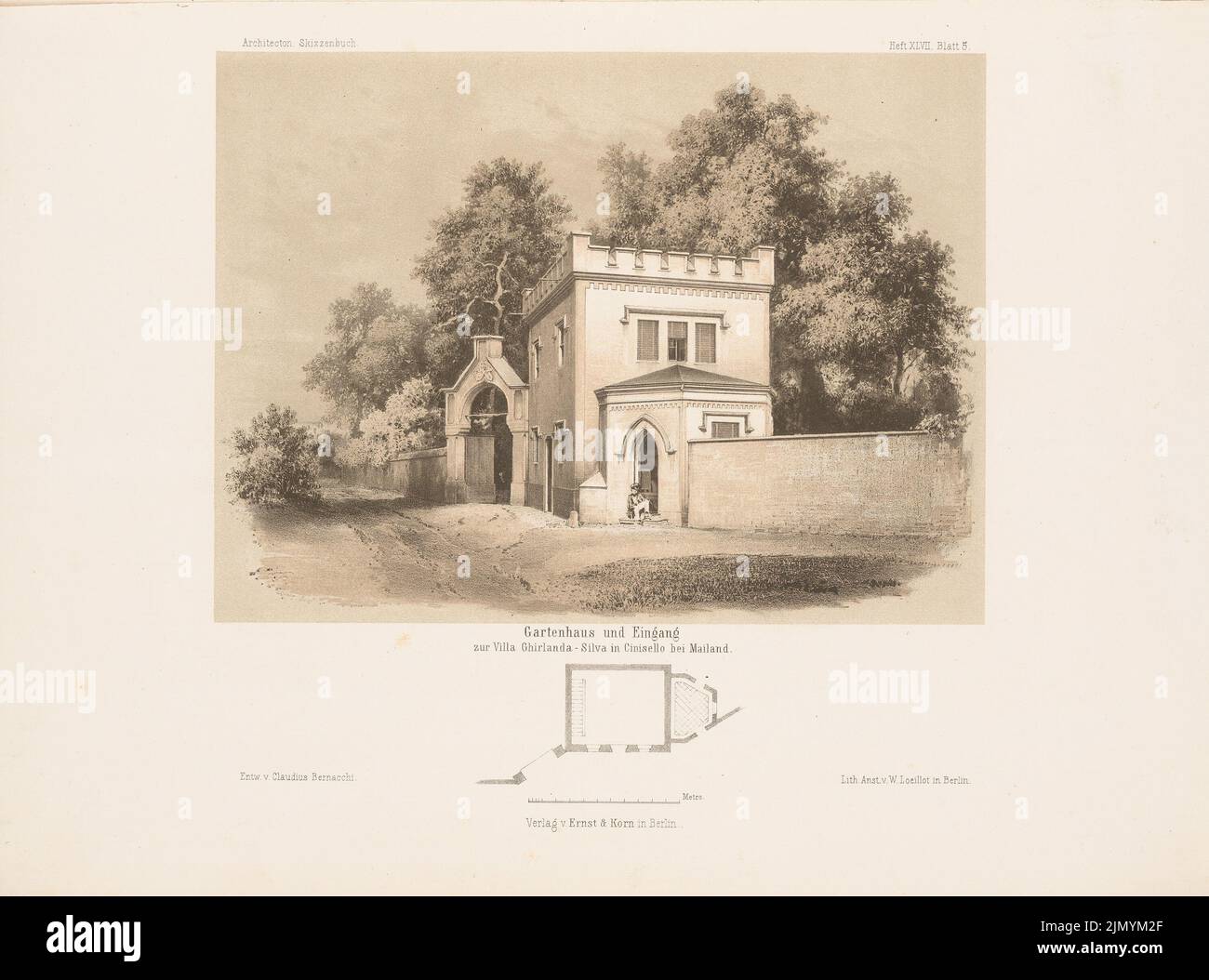 Bernacchi Claudius, garden house and entrance in the Villa Ghirlanda ...