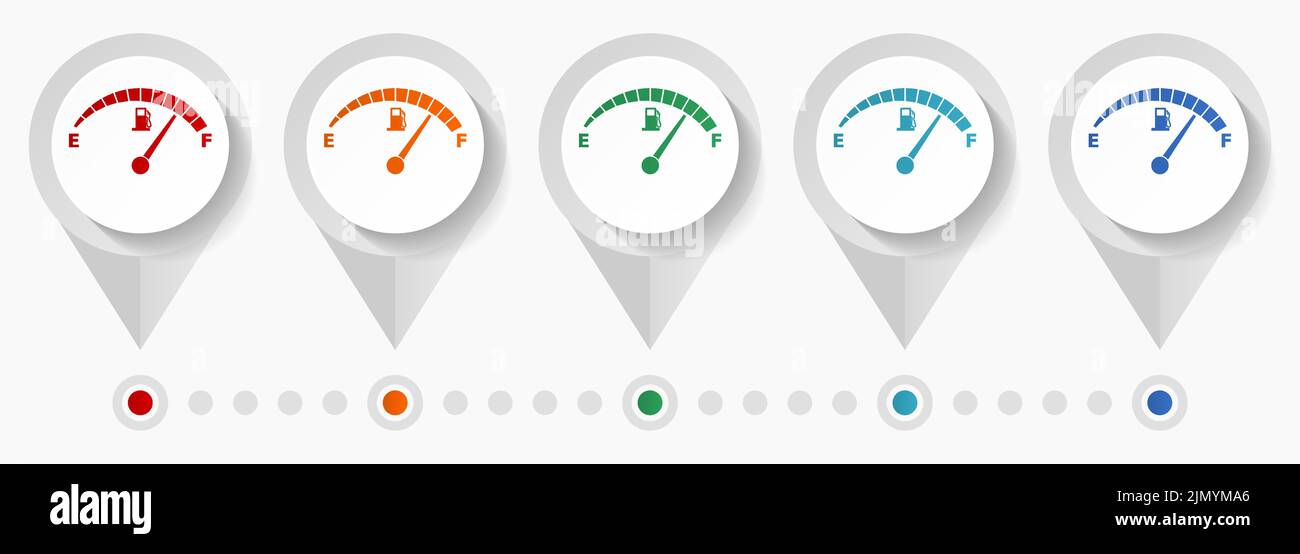 Fuel gauge, car petrol dashboard concept vector icons, infographic ...