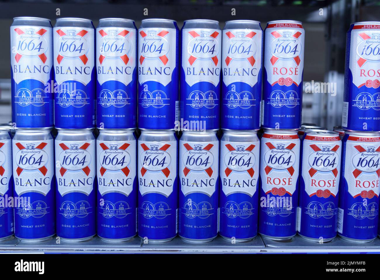 Tyumen, Russia-June 30, 2022: Kronenbourg 1664 Blanc beer can. French ...