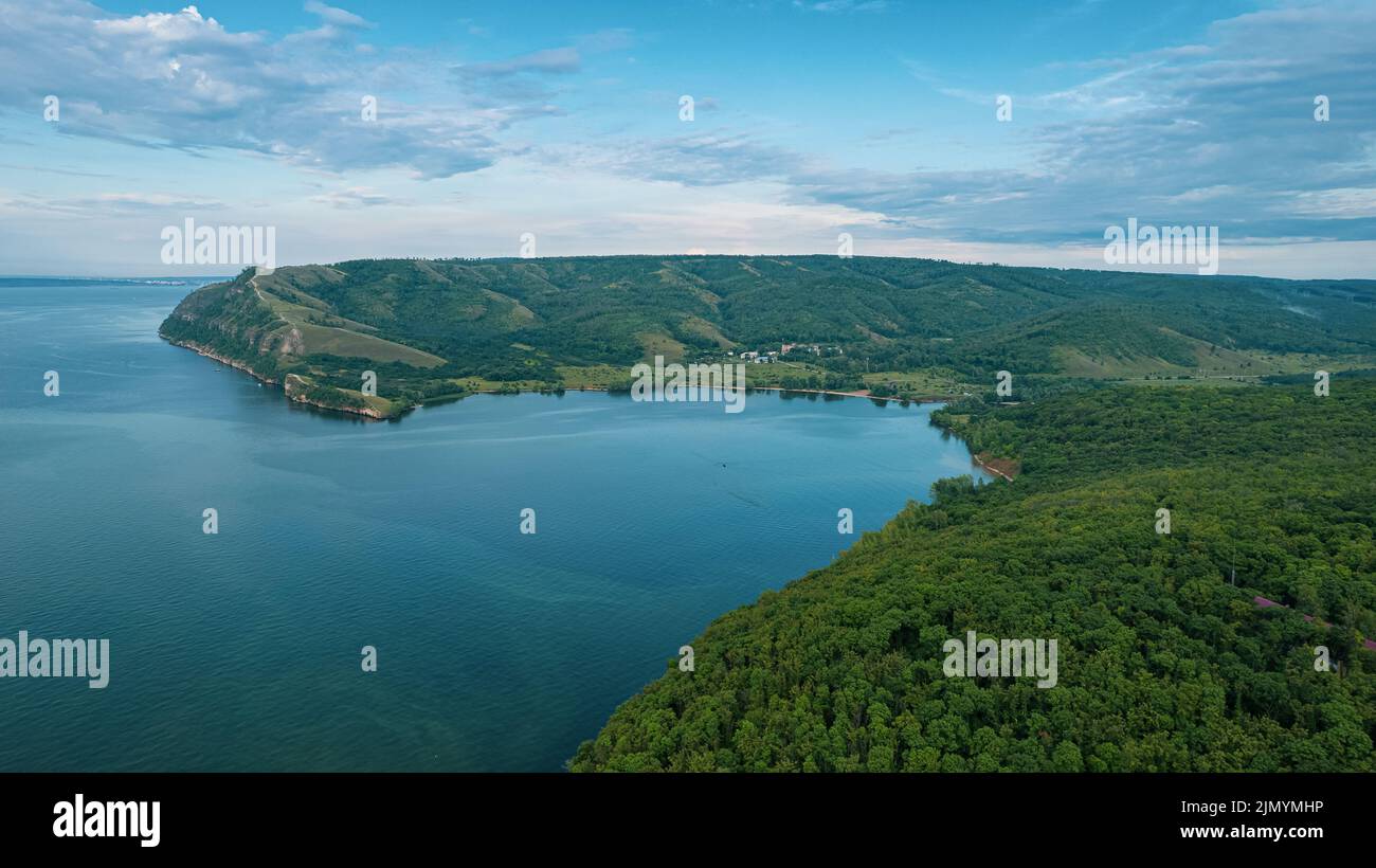 The Volga River, Russia. Tourist steamer floating on the Volga river ...