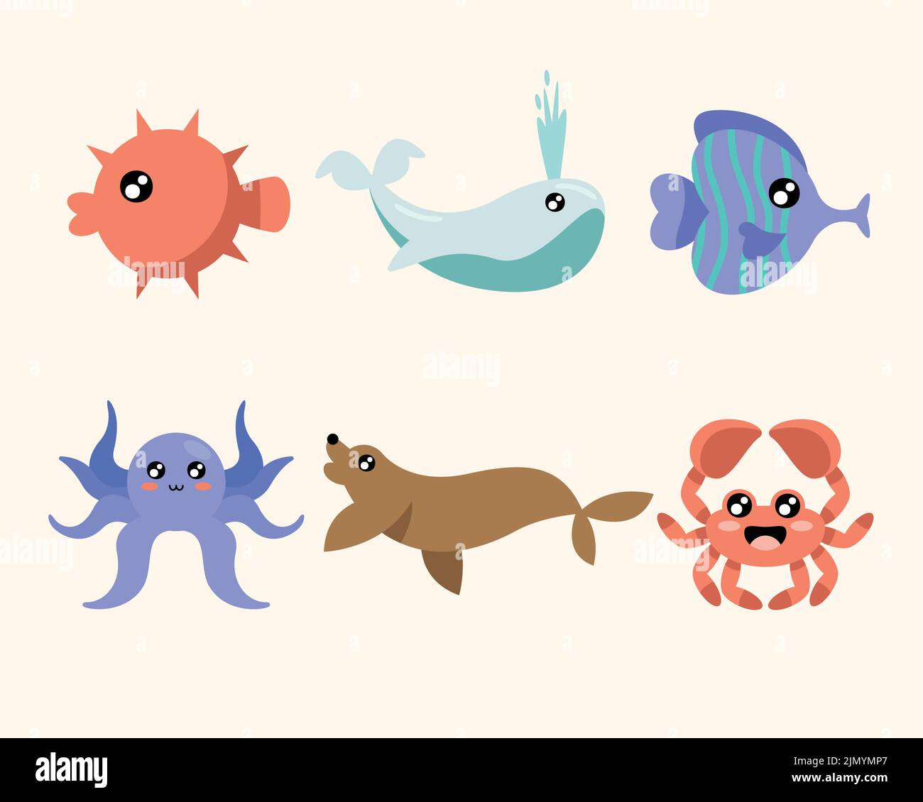six sealife animals characters group Stock Vector Image & Art - Alamy