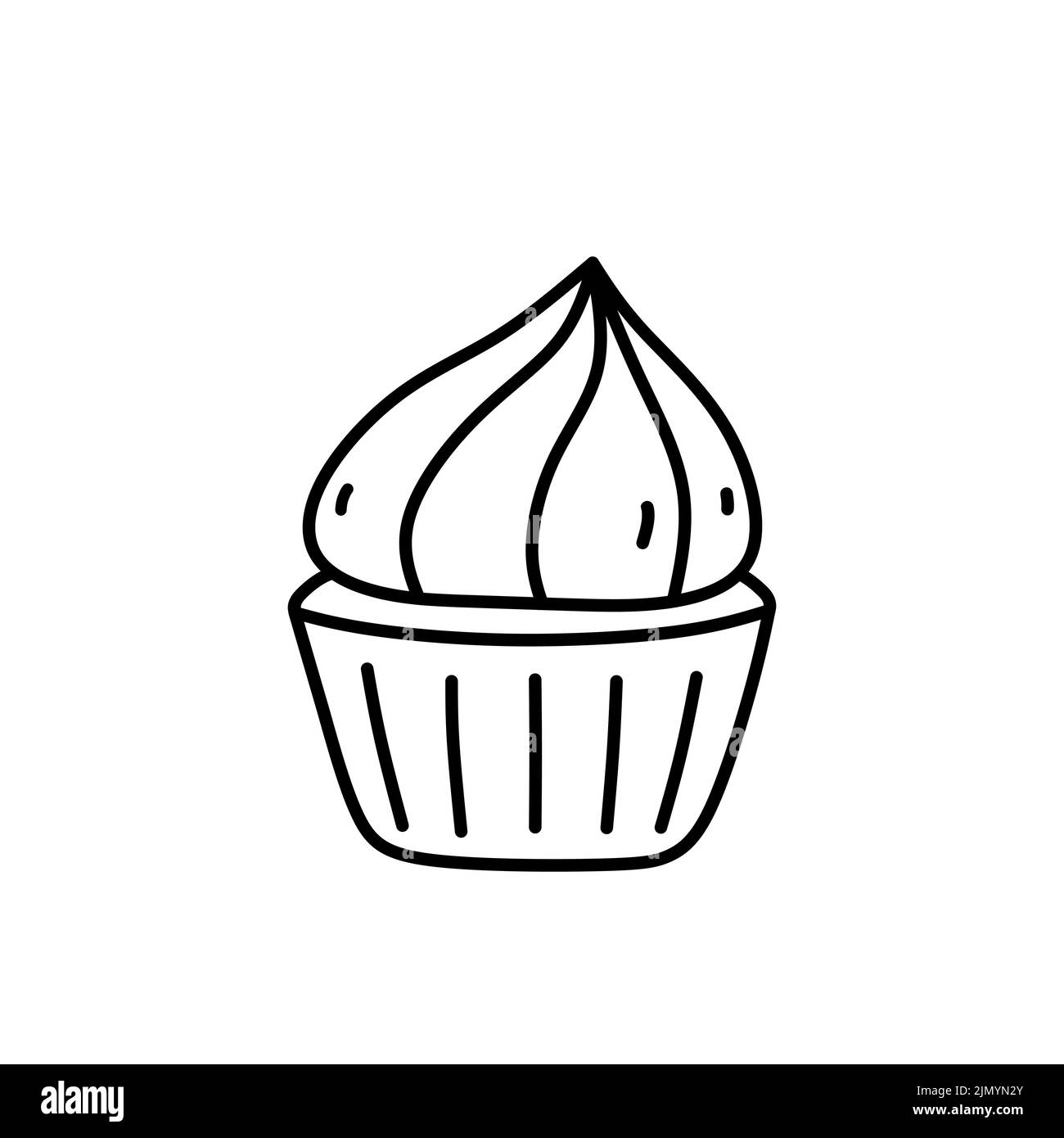 Cute cupcake with cream isolated on white background. Sweet food ...