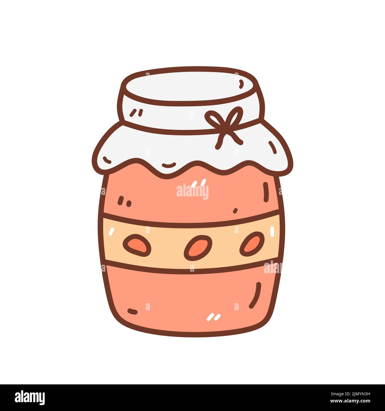 Cute jar of strawberry jam isolated on white background. Vector hand ...