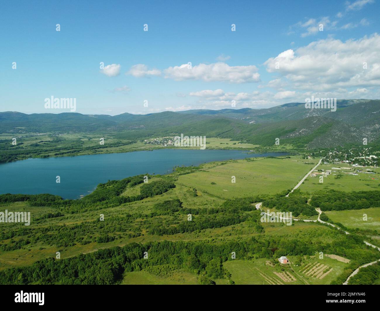 Blue water lake wood aerial hi-res stock photography and images - Alamy