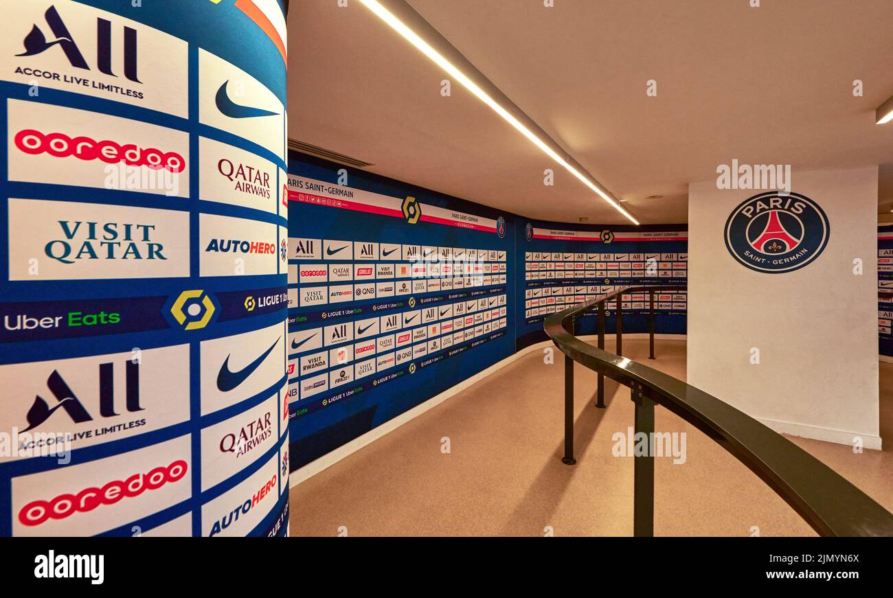Sponsors hall at Parc de Princes - official arena of FC PSG Stock Photo ...