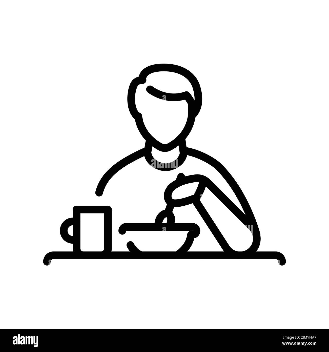 Eat food black line icon. Routine. Pictogram for web page Stock Vector ...