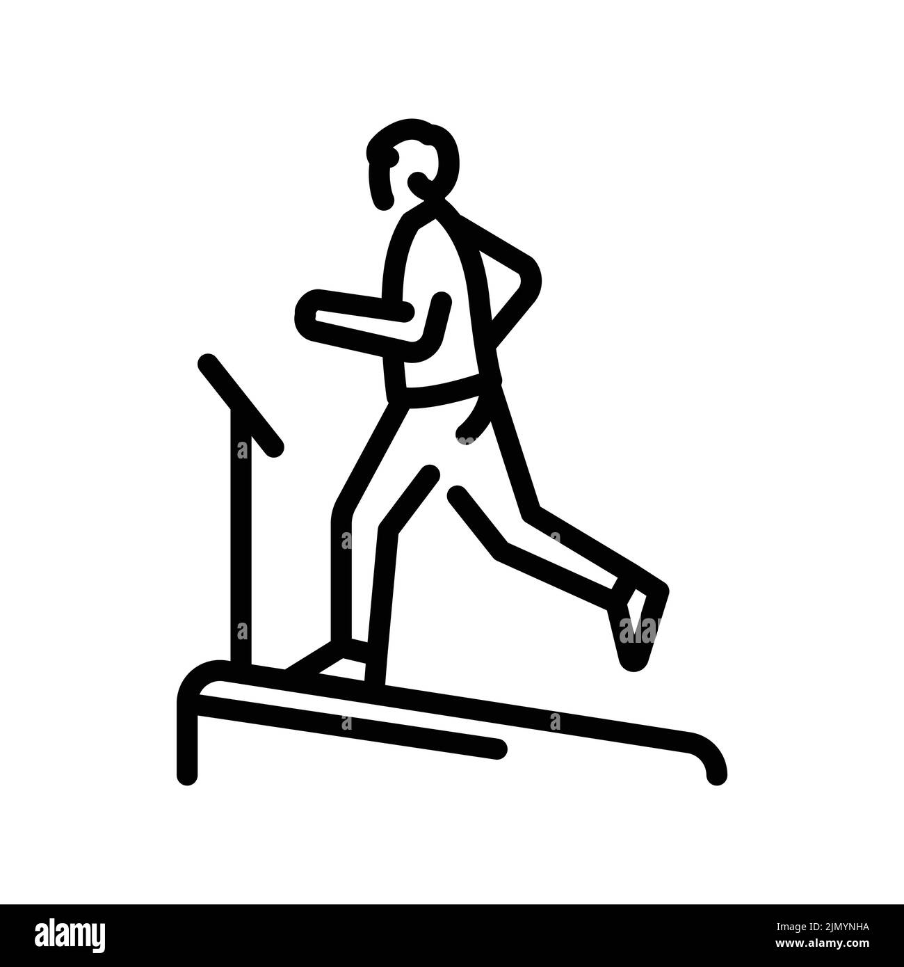 Running on treadmill black line icon. Routine. Pictogram for web page ...