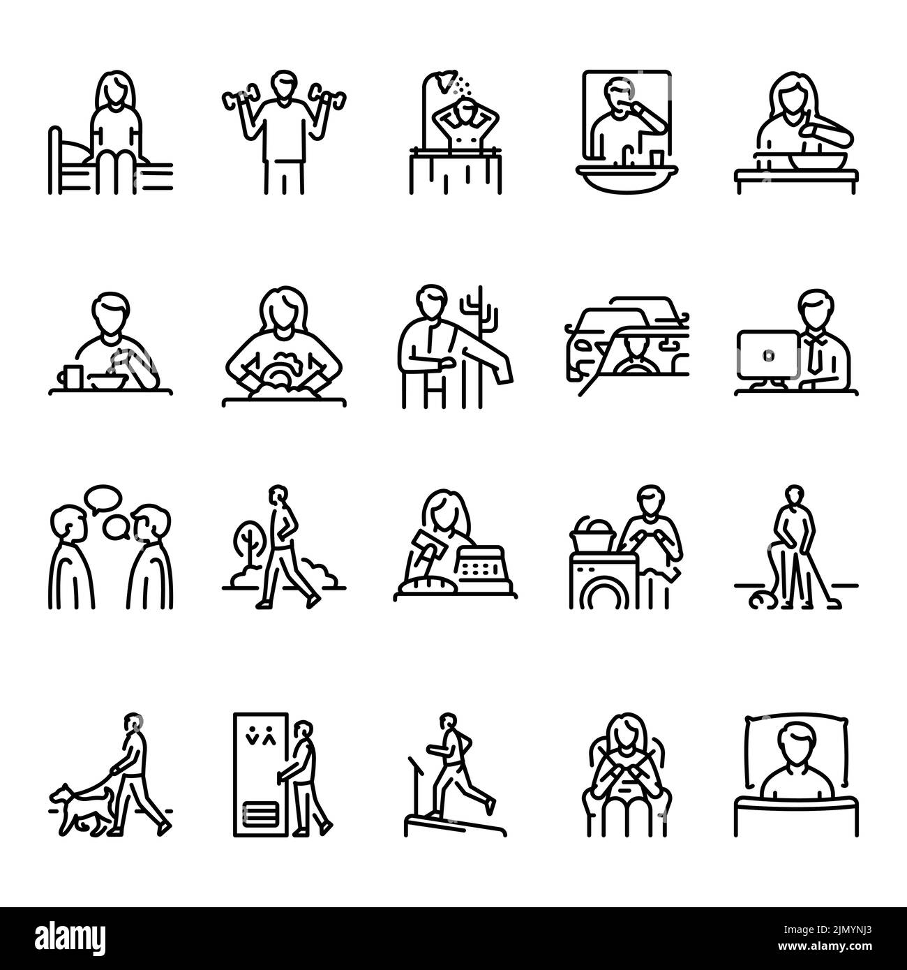 Daily routine icons Black and White Stock Photos & Images - Alamy