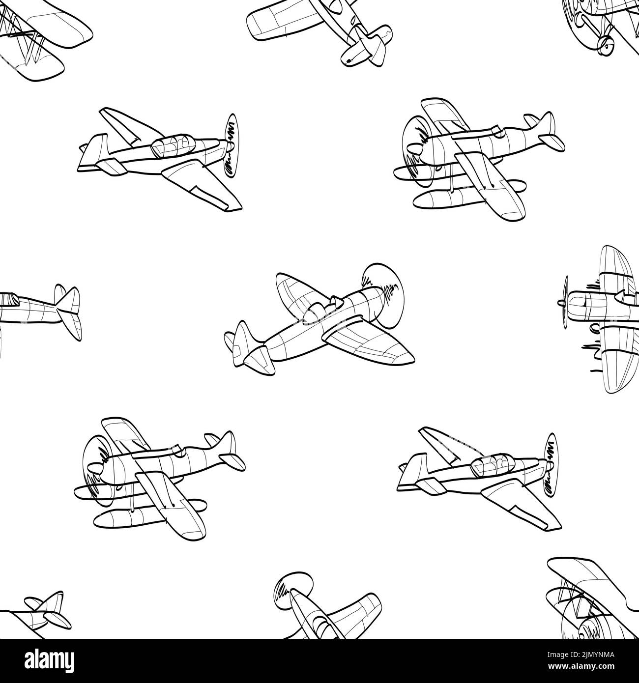 Vector seamless pattern with aircraft. Kids seamless pattern with ...