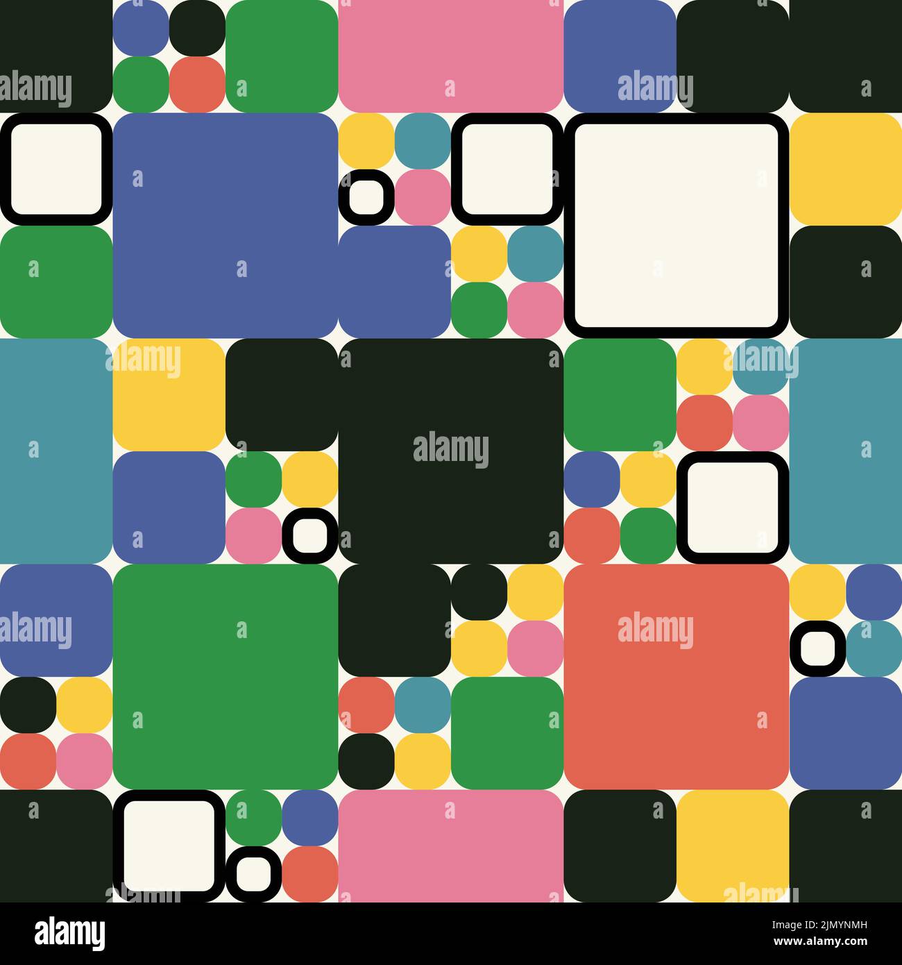 Abstract seamless pattern with colorful squares. Round corner geometric ...
