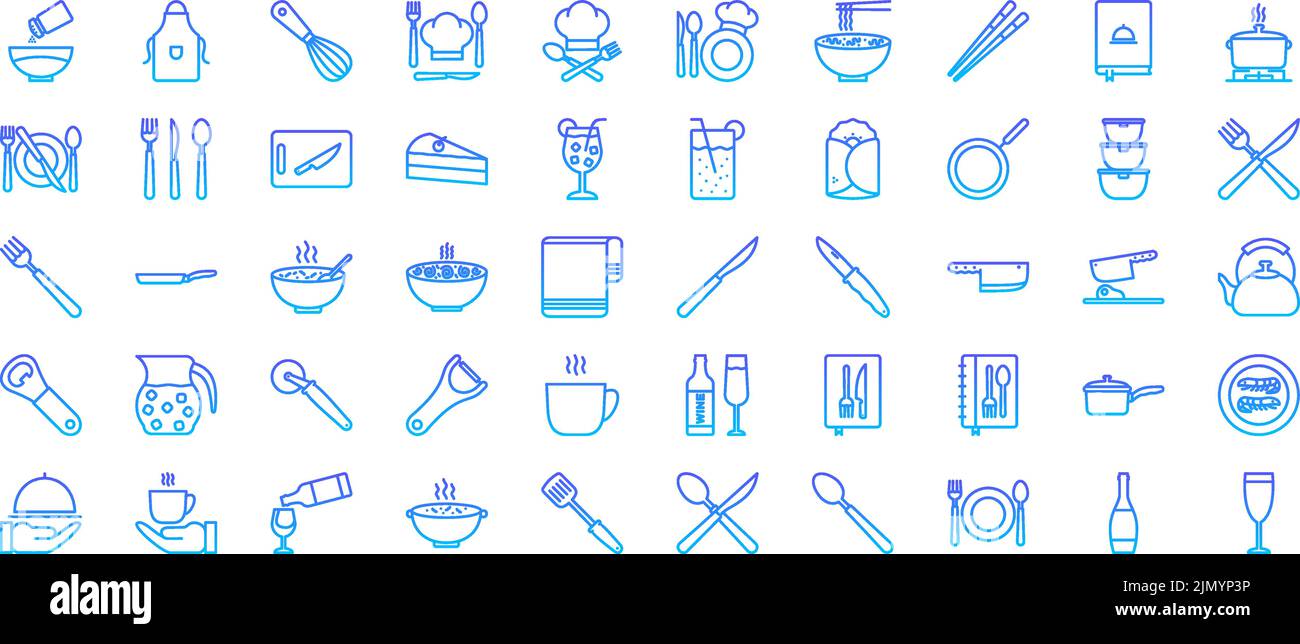 Blue kitchen icons on a white background Stock Vector Image & Art - Alamy