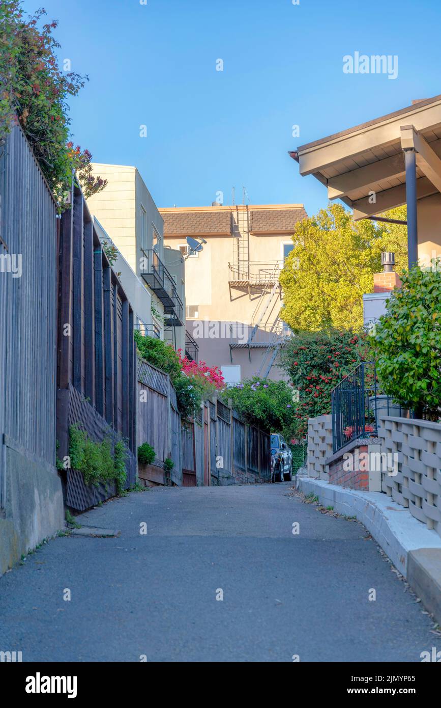 Concrete pathway in a residential area at San Francisco, California ...