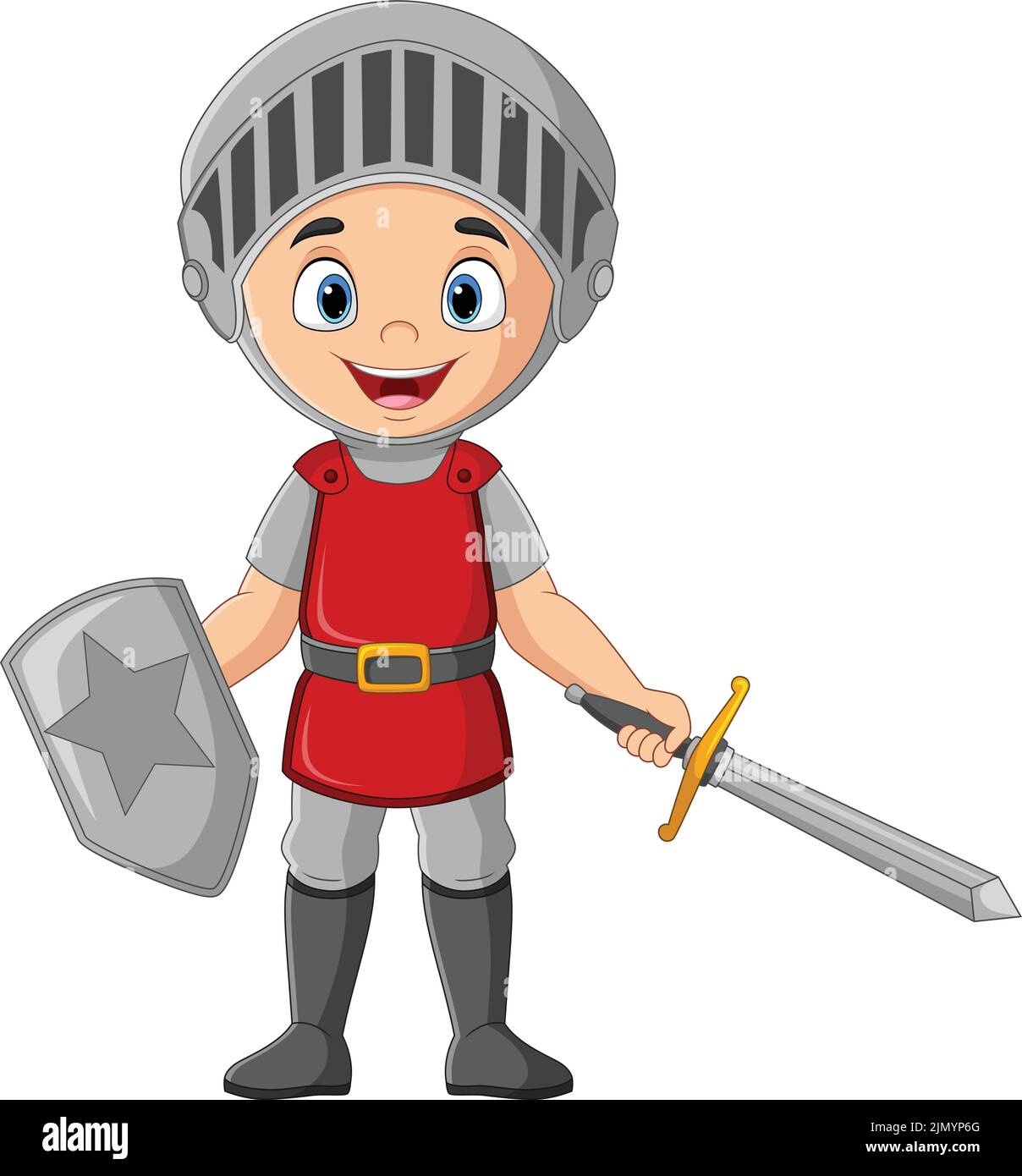 Cartoon knight holding a sword and shield Stock Vector Image & Art - Alamy