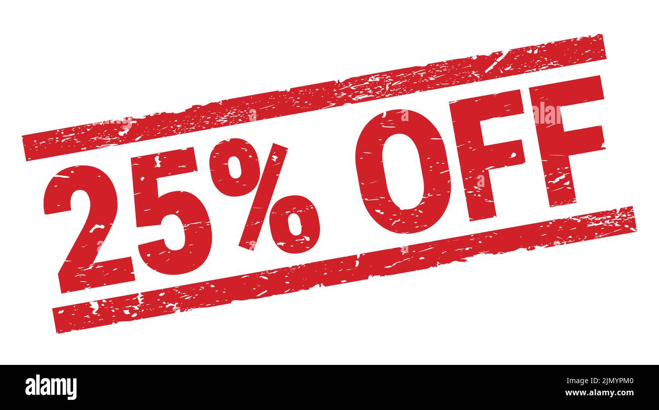 25% OFF text written on red rectangle stamp sign Stock Photo - Alamy