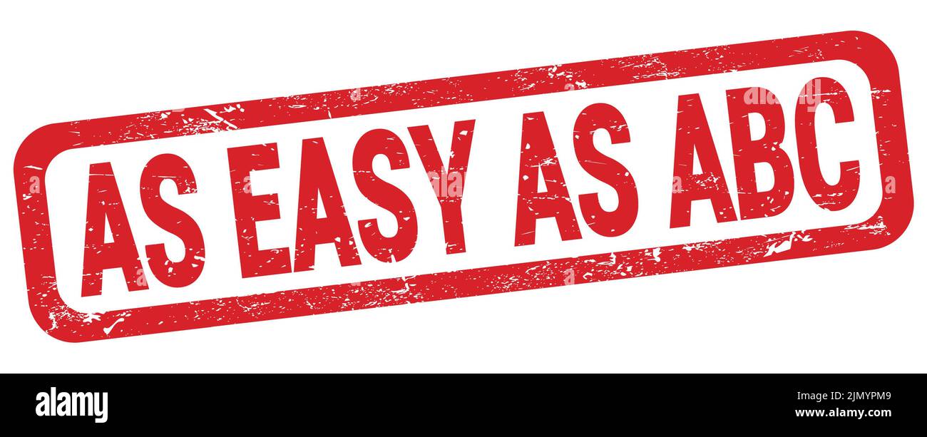AS EASY AS ABC text written on red rectangle stamp sign Stock Photo - Alamy