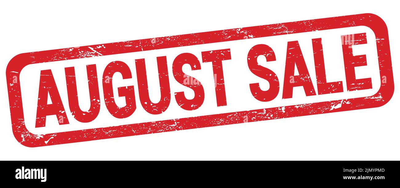 AUGUST SALE text written on red rectangle stamp sign Stock Photo - Alamy