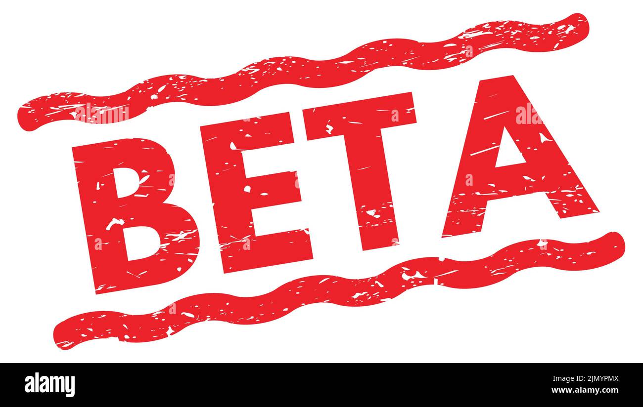 BETA text written on red lines stamp sign Stock Photo - Alamy