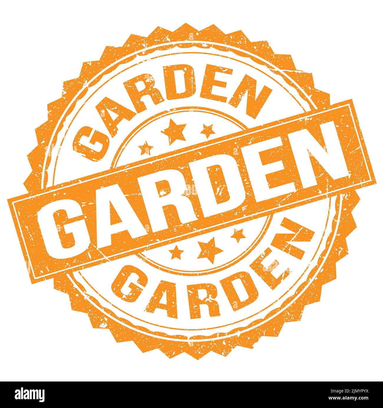 GARDEN text written on orange round stamp sign Stock Photo - Alamy
