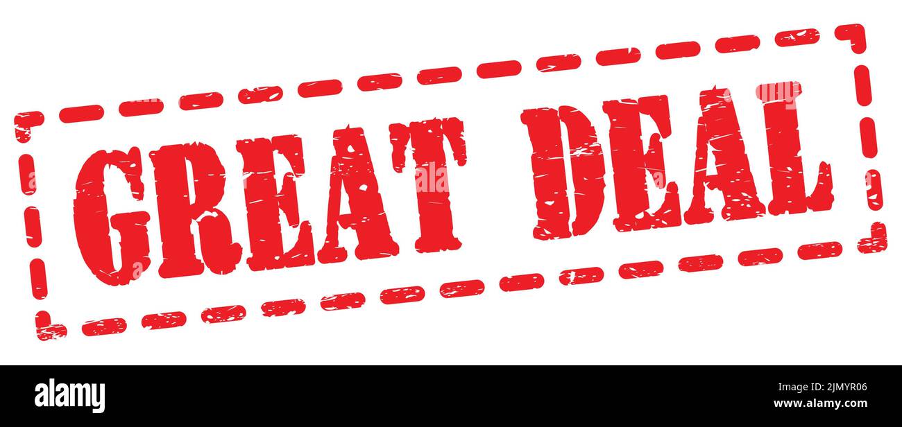 GREAT DEAL text written on red dash stamp sign Stock Photo - Alamy