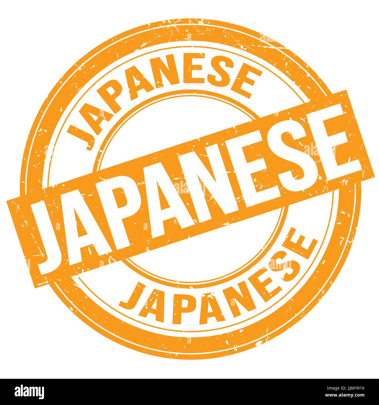 JAPANESE text written on orange round grungy stamp sign Stock Photo - Alamy
