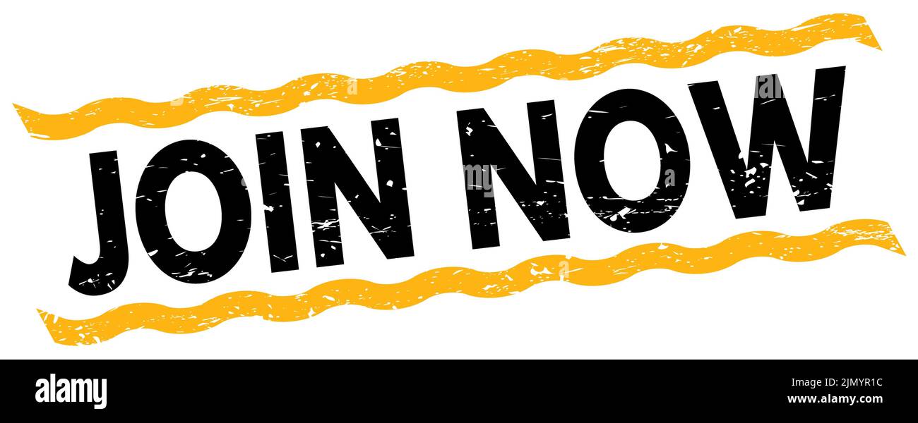 JOIN NOW text written on yellow-black lines stamp sign Stock Photo - Alamy