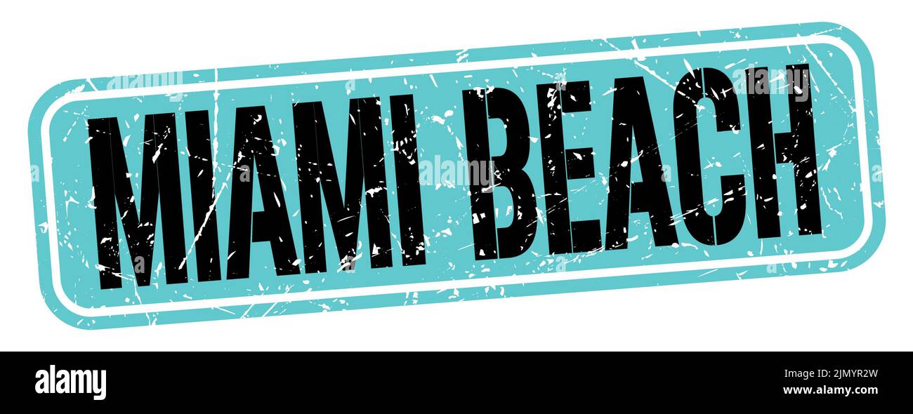 MIAMI BEACH text written on blue-black grungy stamp sign Stock Photo ...