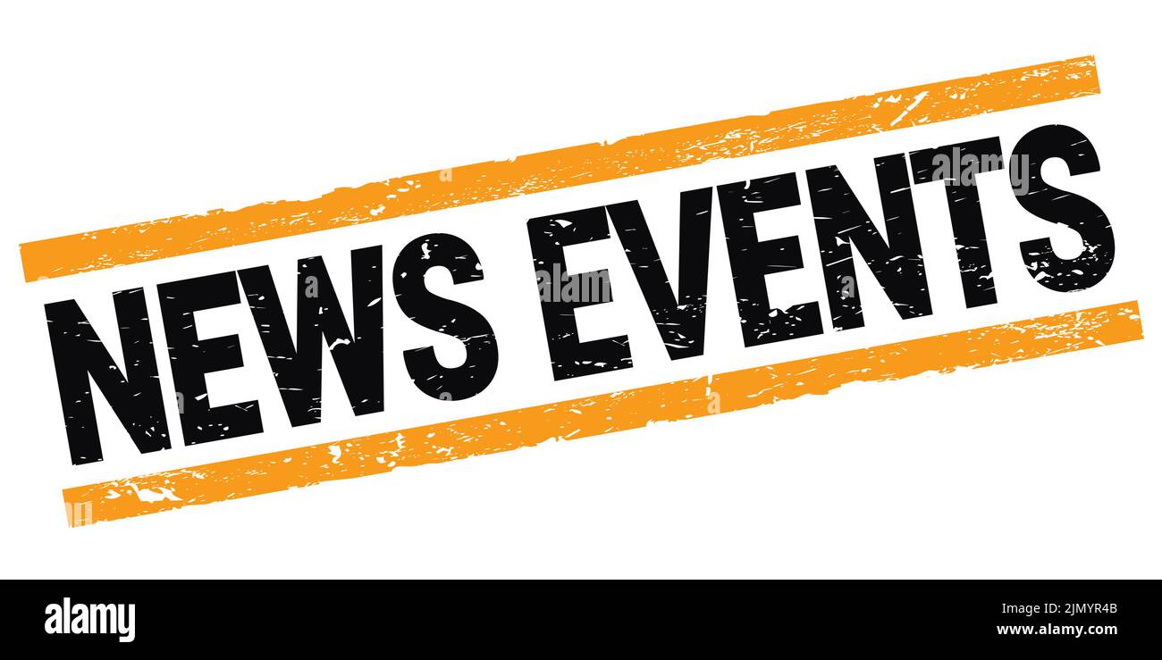 NEWS EVENTS text written on black-orange rectangle stamp sign Stock Photo - Alamy