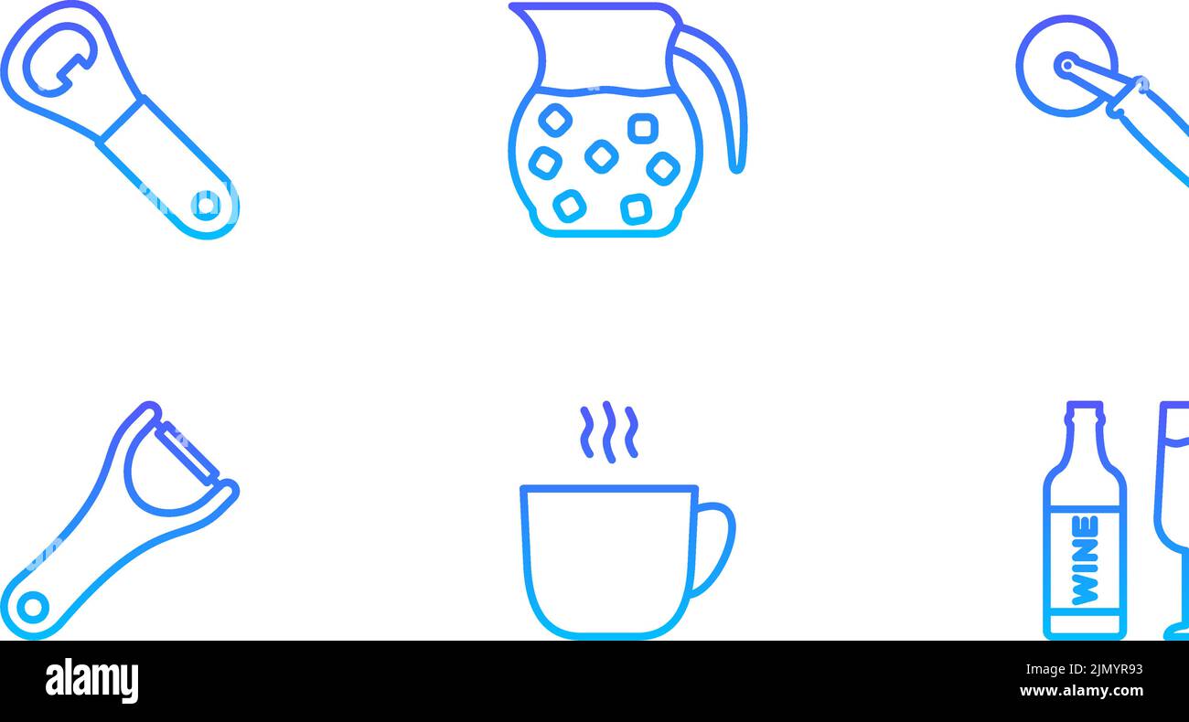 Blue kitchen icons on a white background Stock Vector Image & Art - Alamy