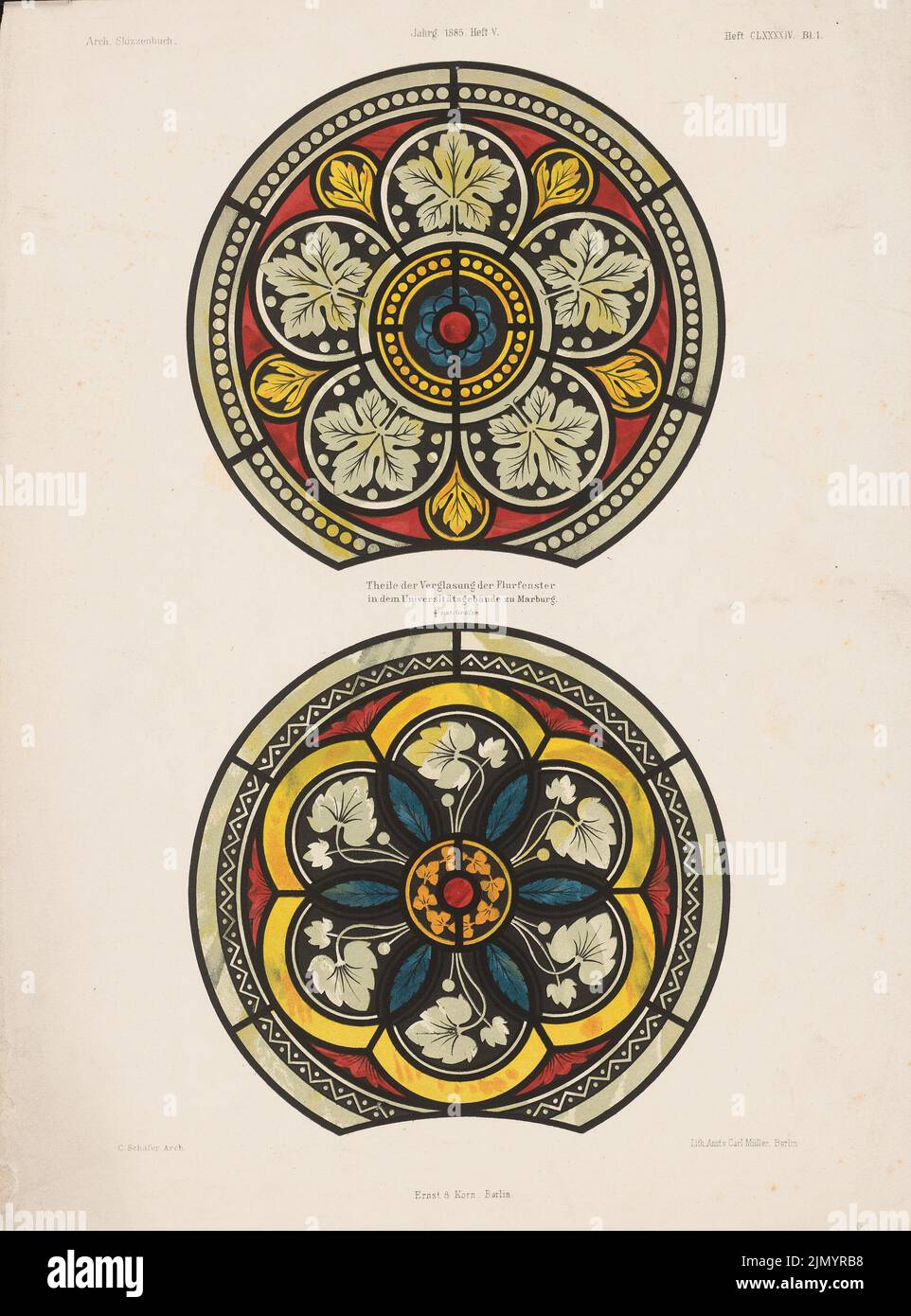 Schäfer Carl (1844-1908), glazing of the hall windows of the university ...