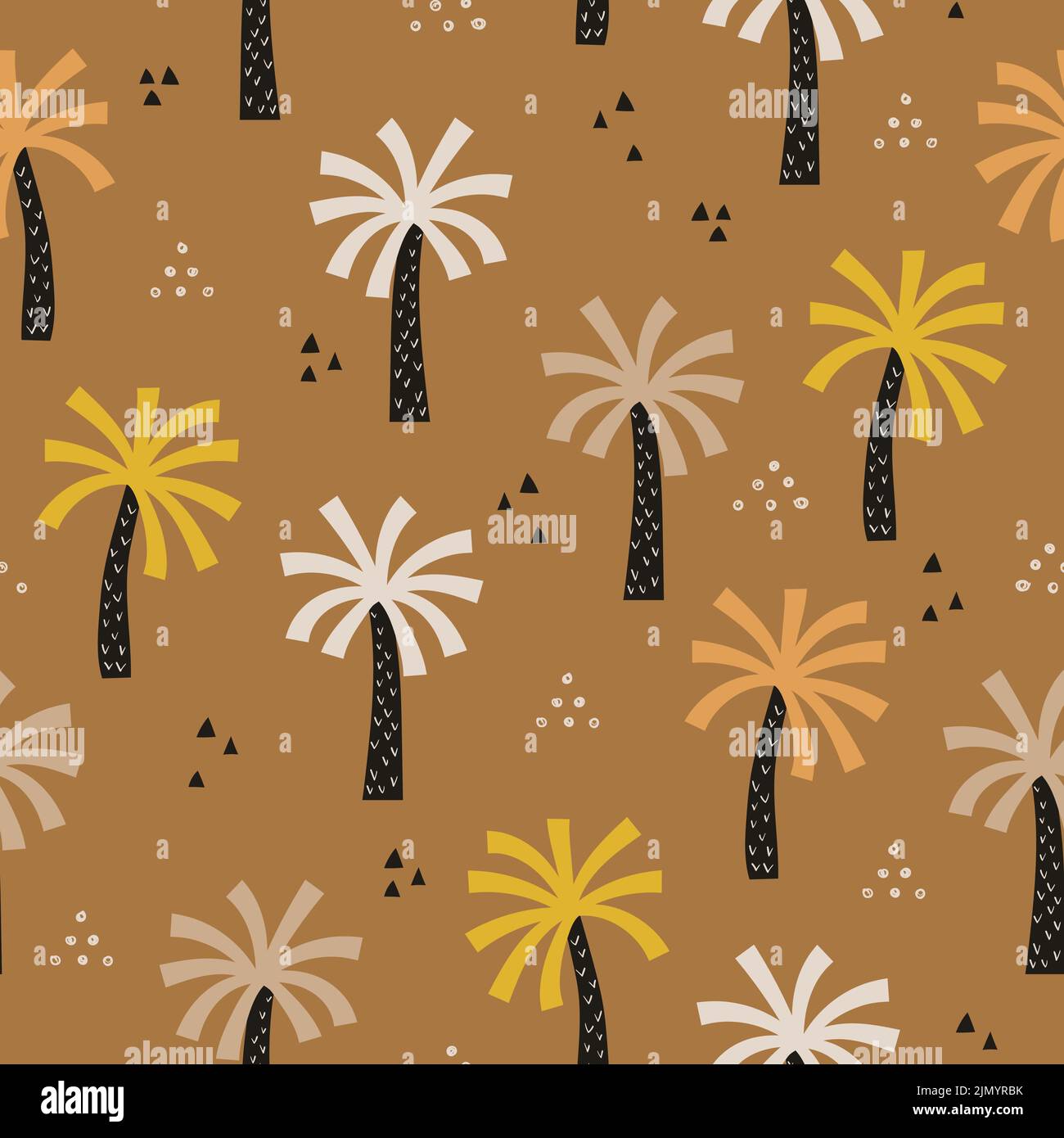 Seamless cartoon palm trees pattern in Scandinavian style. Safari ...