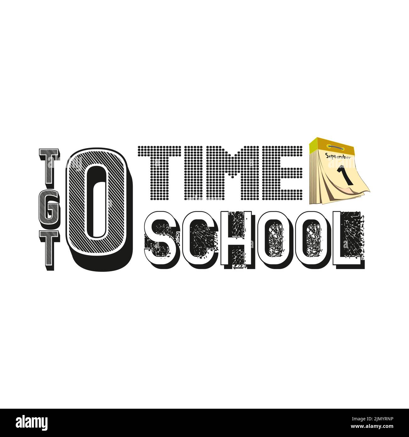 Time to go to school quote. Stylish lettering with tear-off calendar ...