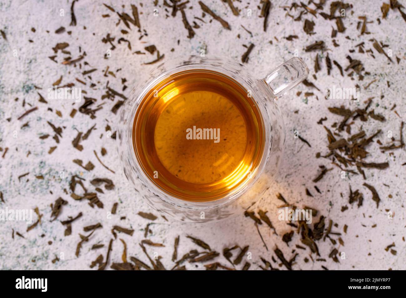 Green tea. Top view green tea on stone background. Healthy drinks ...