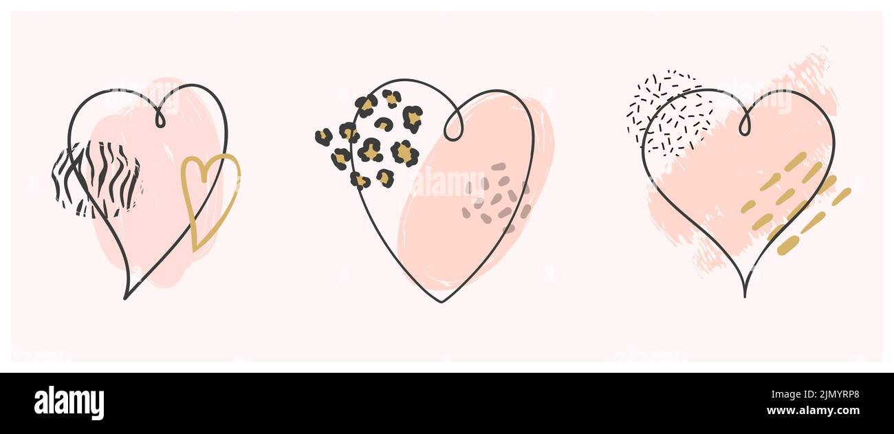 Doodle heart shapes collection. Valentine's day set. Vector romantic ...
