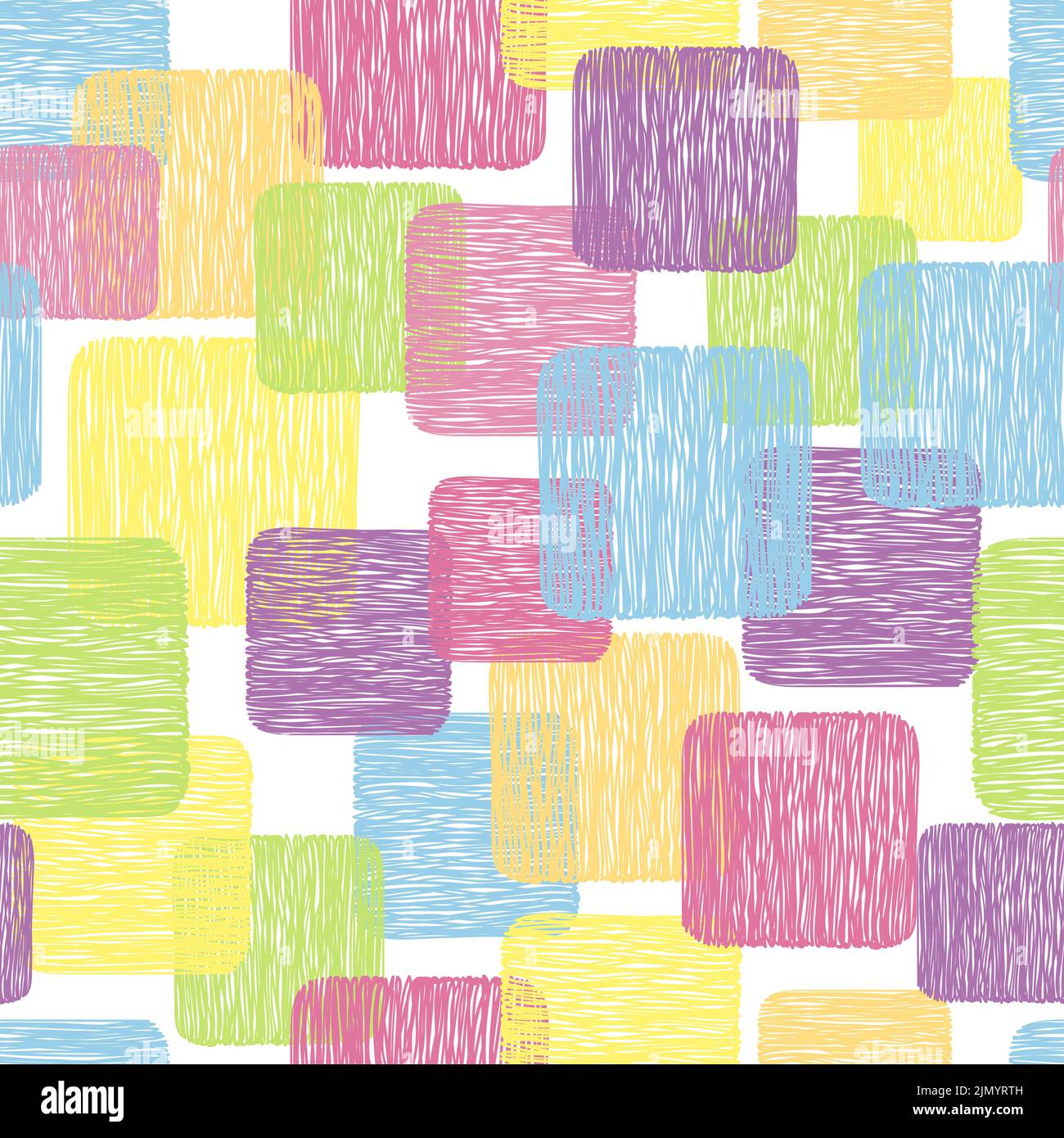 Seamless hand drawn squares pattern. Colorful vector illustration for ...