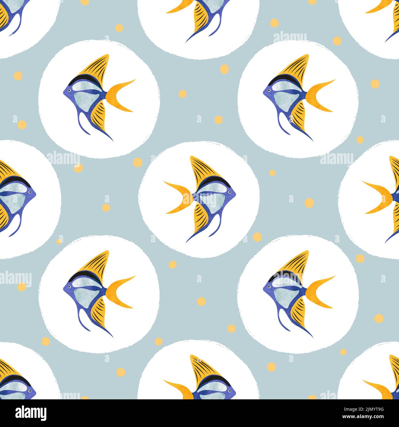 Sea fish pattern. Seamless polka dot marine vector illustration Stock ...